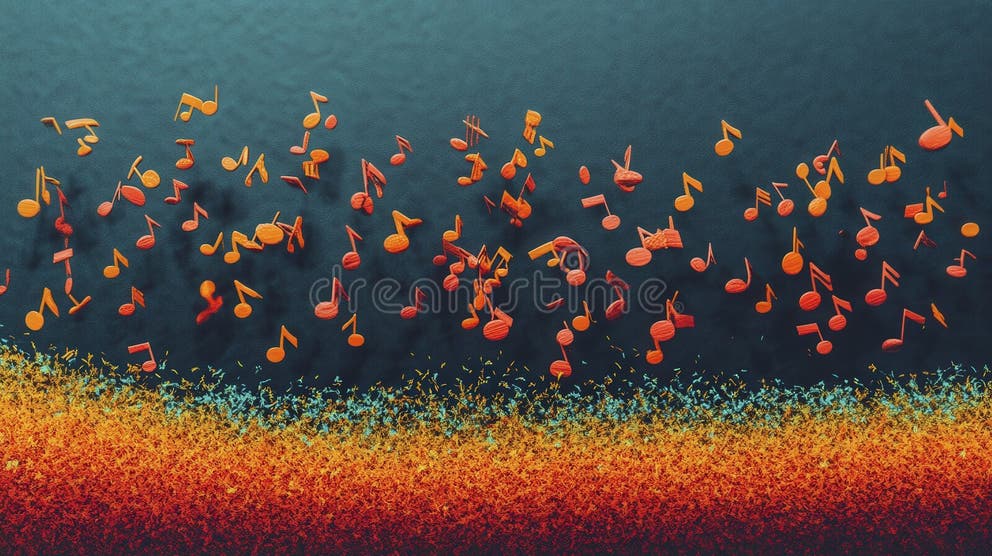 Colorful Musical Notes Cascade Onto a Textured Surface Stock ...