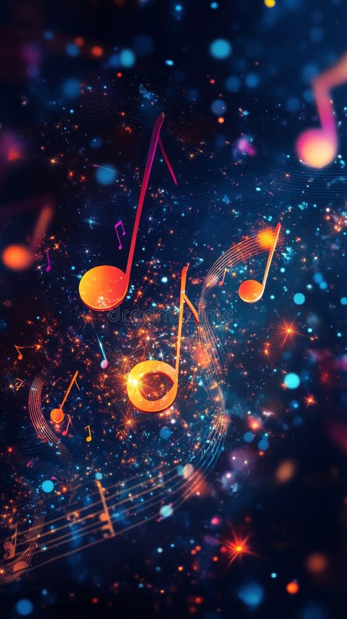 Colorful Musical Notes Float Across a Vibrant Background during a ...
