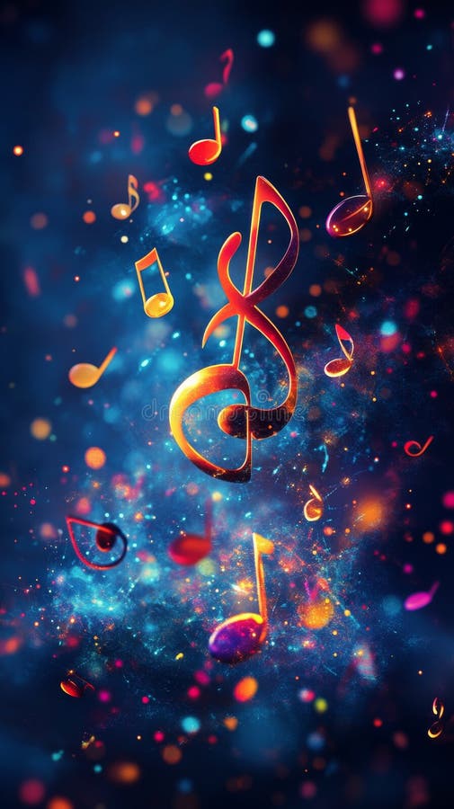 Colorful Musical Notes Float Across a Vibrant Background during a ...