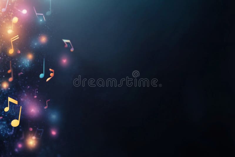 Colorful Musical Notes Float Against a Dark Background Creating a ...