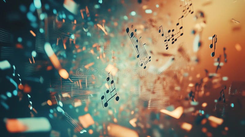Dynamic Musical Notes Swirling through Vibrant Colors in a Lively ...