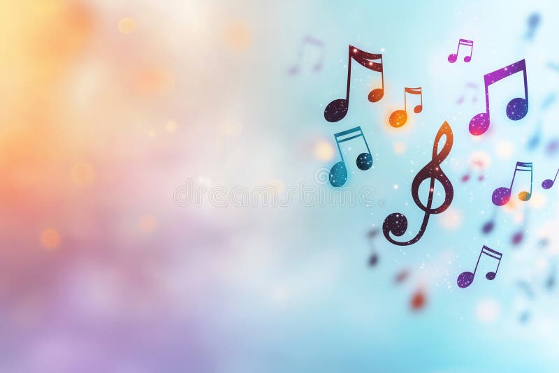 Colorful Musical Notes Floating Against Soft Gradient Background Create ...