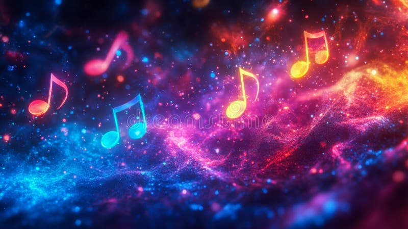 Colorful Musical Notes Floating in a Cosmic, Abstract Space with ...