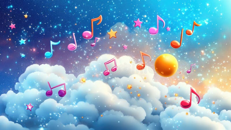 Vibrant Musical Notes Floating Colorful Night Sky Stock Photos - Free ...