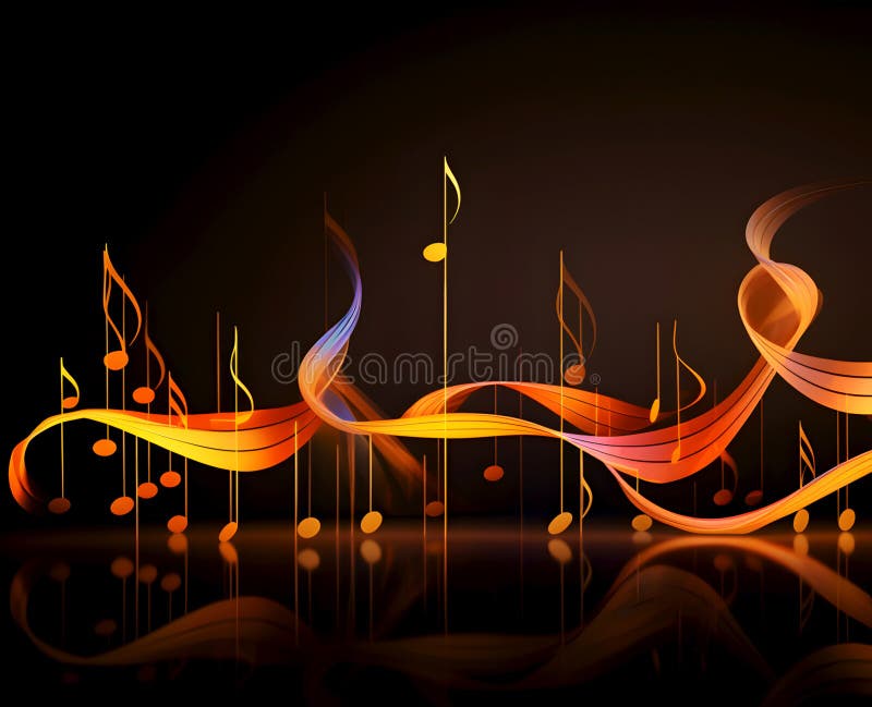Colorful Musical Notes Flow Elegantly Against a Dark Abstract ...