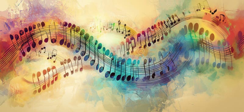Colorful Musical Notes Flowing in Vibrant Waves with Abstract ...