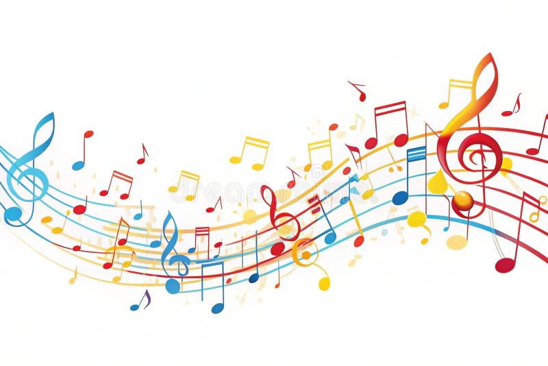 Colorful Musical Notes Flowing in a Wave on White Background. (1 Stock ...