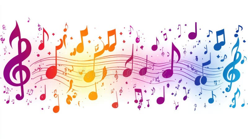 Colorful Musical Notes on Gradient Background with Flowing Melody ...