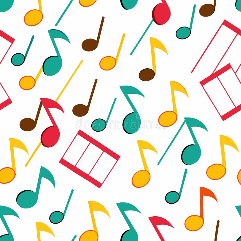 Colorful Musical Notes Pattern (7 Stock Illustration - Illustration of ...