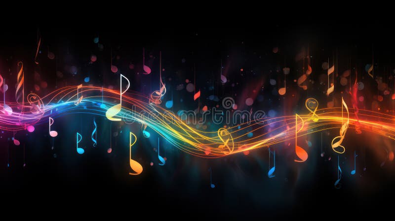 Colorful Musical Notes and Sheet Music, Artistic Illustration Stock ...