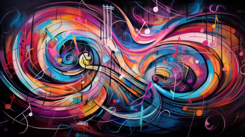 Colorful Musical Notes and Sheet Music, Artistic Illustration Stock ...