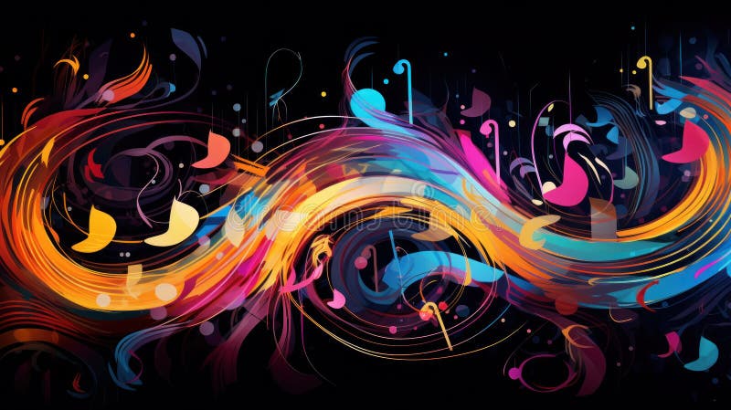 Colorful Musical Notes and Sheet Music, Artistic Illustration Stock ...