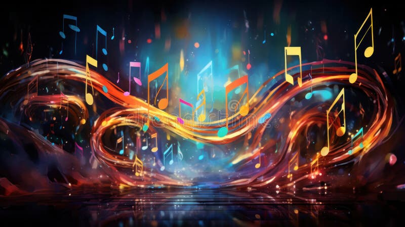 Colorful Musical Notes and Sheet Music, Artistic Illustration Stock ...