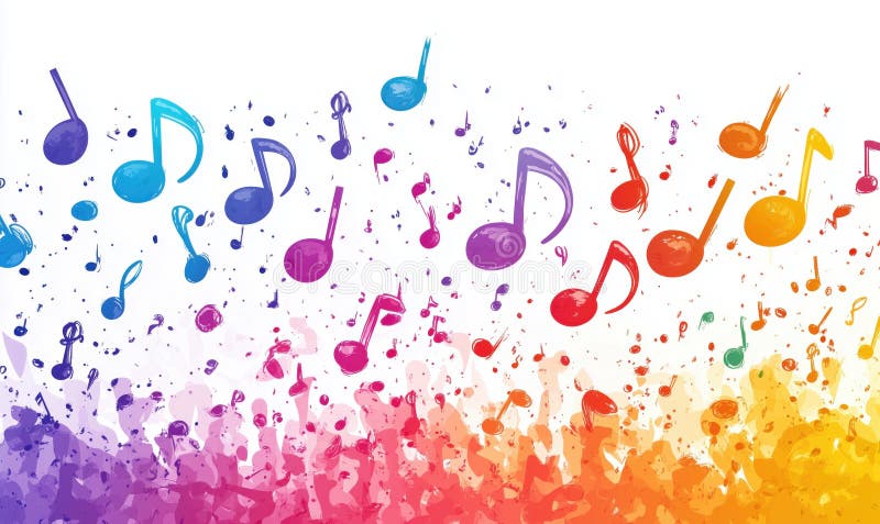 Colorful Musical Notes Splashes Creating Vibrant Abstract Background ...