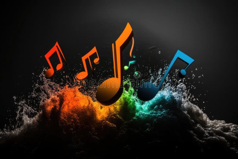 Colorful Musical Notes Splashing through Dark Water Stock Photo - Image ...