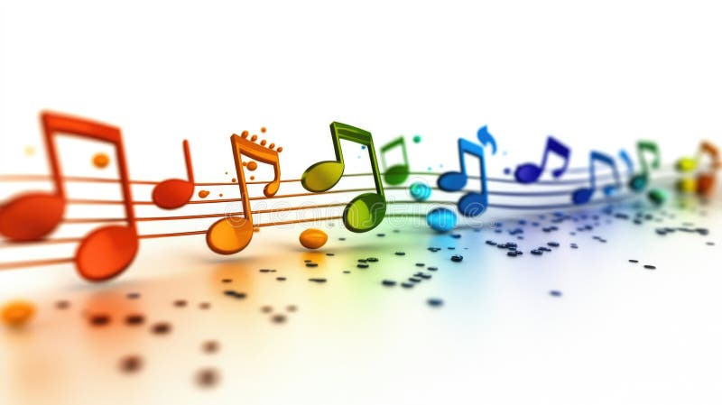 Colorful Musical Notes on Staff with Bright Rainbow Gradient Stock ...