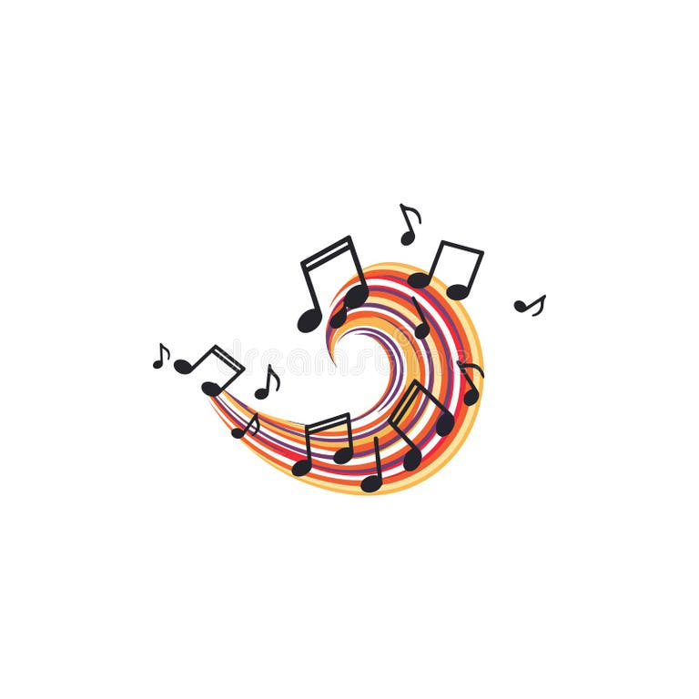 Colorful Musical Notes Swirling in a Vibrant Wave Pattern, Flat Vector ...