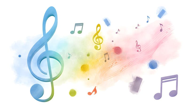 Colorful Musical Notes and Treble Clef Design Stock Illustration ...
