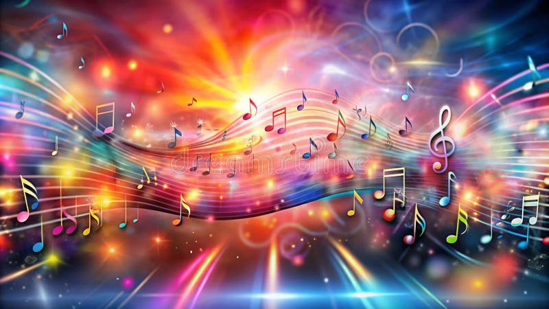 Colorful Musical Notes and a Treble Clef on a Wave of Light Stock Image ...