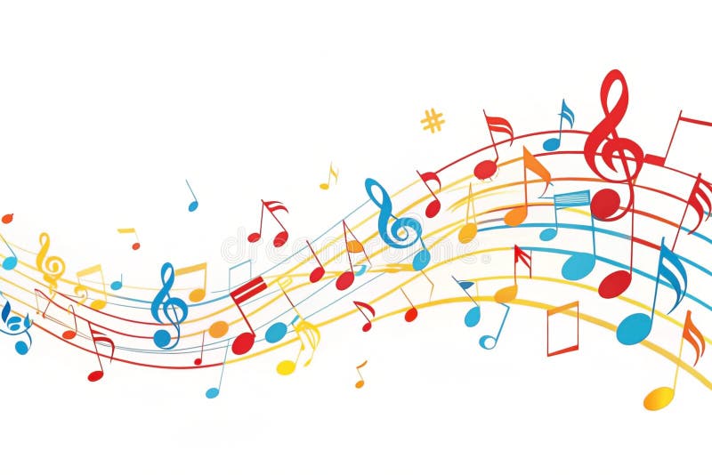 Colorful Musical Notes Wave Design Stock Illustration - Illustration of ...