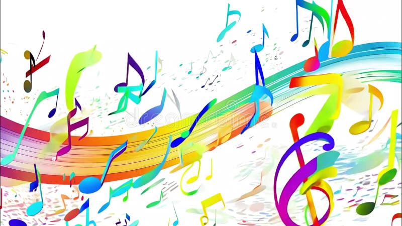 Colorful Musical Notes on a White Background Stock Footage - Video of ...