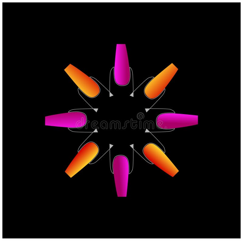 Colorful Nail Logo. Nail Art Monogram Stock Illustration - Illustration ...