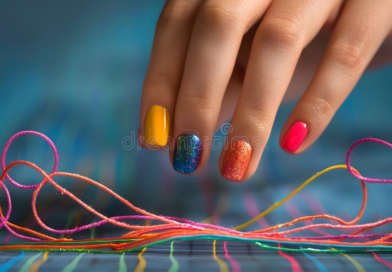 Colorful Nail Polish with String Path Choices Stock Illustration ...