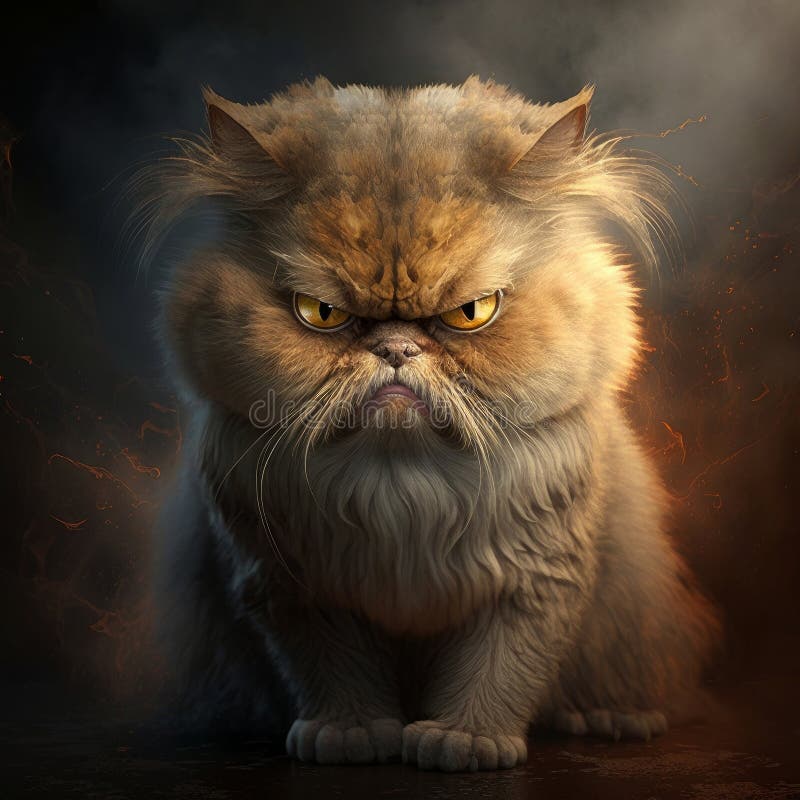 Colorful Naturalistic Angry Cat. Illustration AI Generative Stock ...