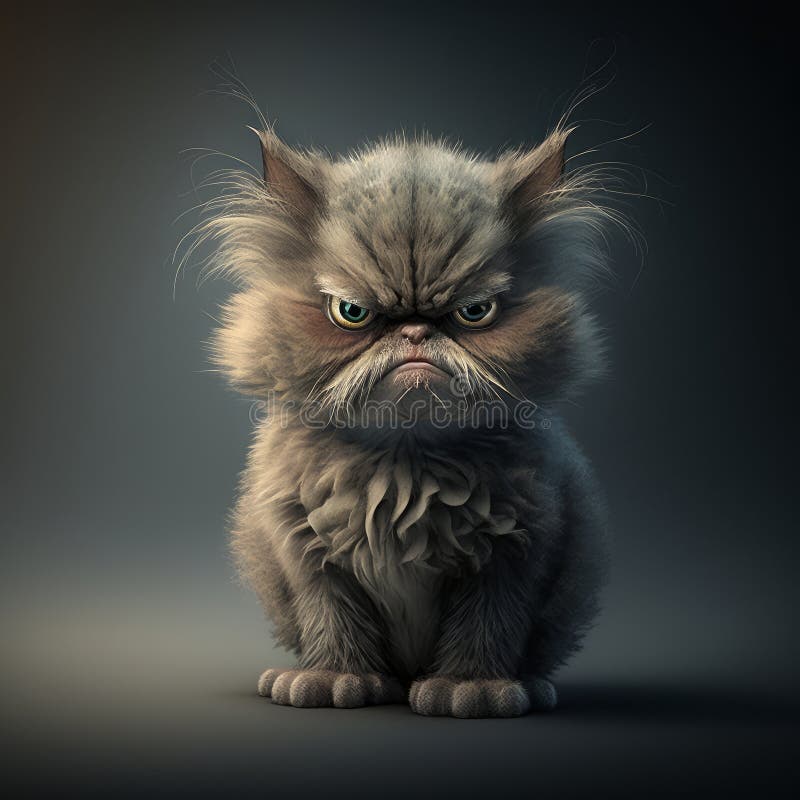 Colorful Naturalistic Angry Cat. Illustration AI Generative Stock ...