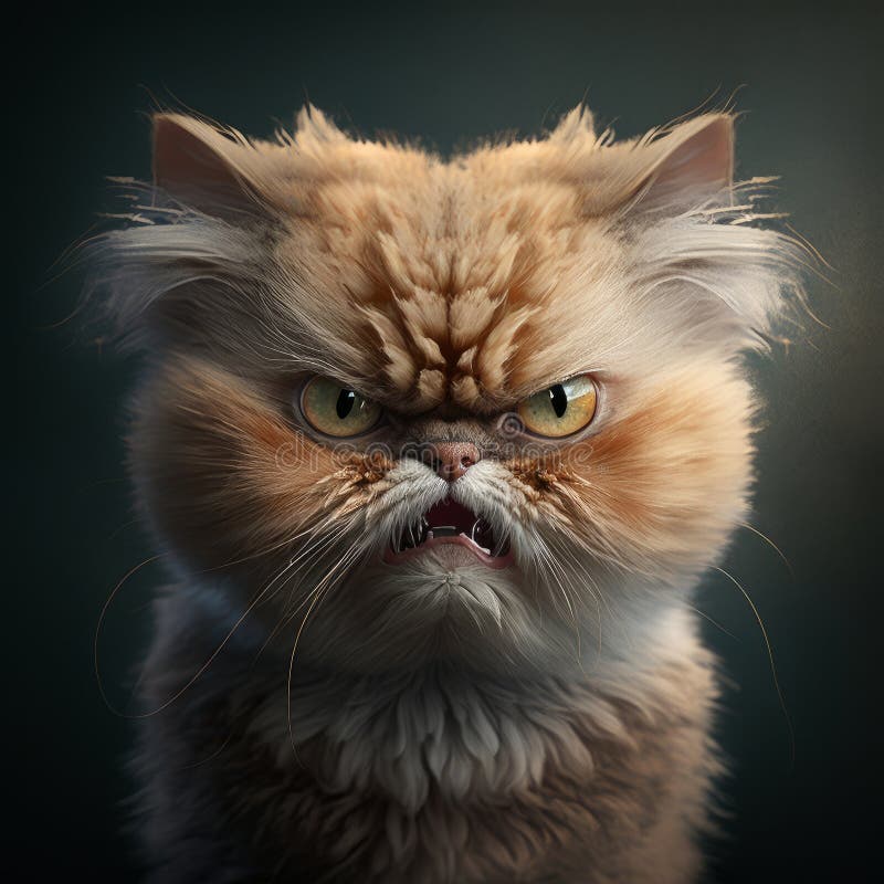 Colorful Naturalistic Angry Cat. Illustration AI Generative Stock ...