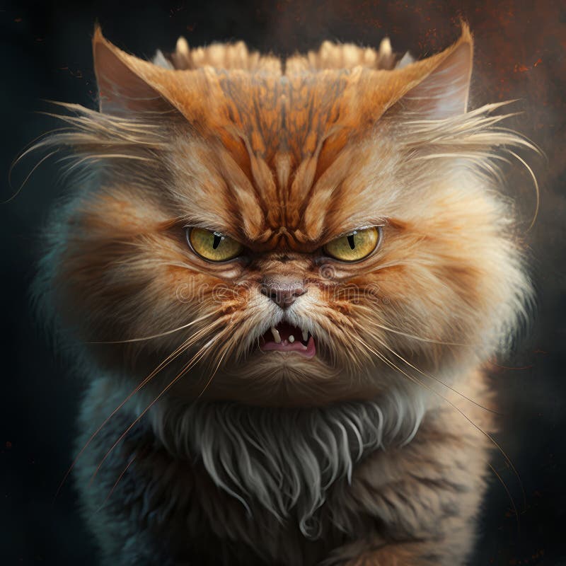 Colorful Naturalistic Angry Cat. Illustration AI Generative Stock Image ...