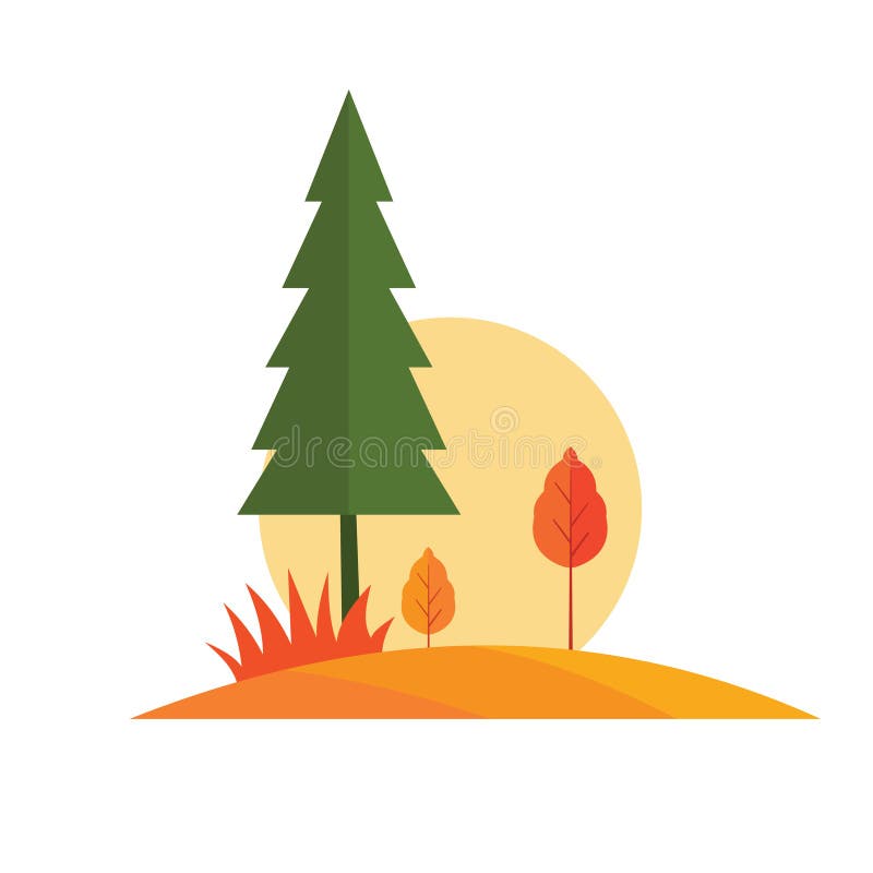 Colorful Nature Landscape with Pine Tree and Sun in the Morning Stock ...