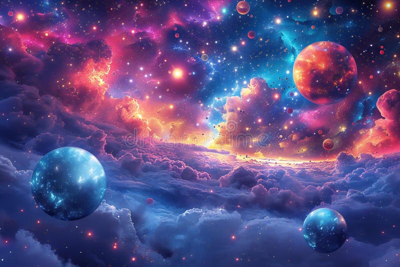 Colorful Nebula with Balls in the Sky, High Quality, High Resolution ...