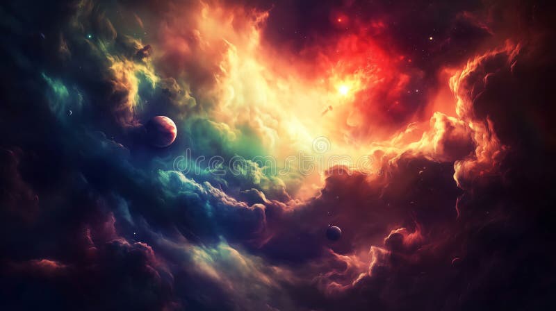 Colorful Nebula Cloud is Forming with Gas Giant Planets Stock ...