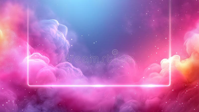 Colorful Nebula Clouds with Glowing Borders Create a Vibrant Space ...