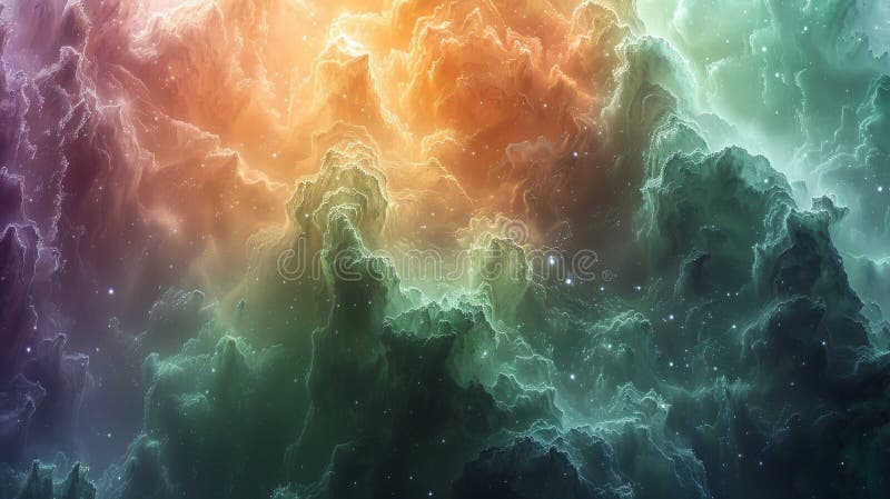 Colorful Nebula Cloudscape with Abstract Patterns, Creating Vibrant ...