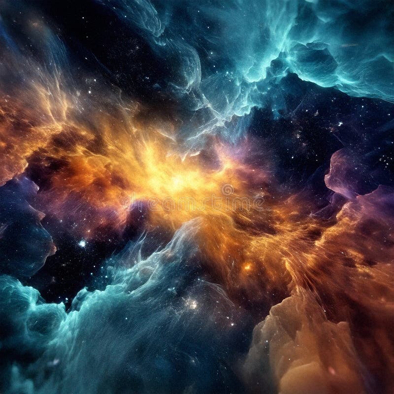 Colorful Nebula Panoramic View Stock Illustration - Illustration of ...