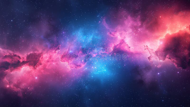 A Colorful Nebula in Space with a Bright Blue and Pink Color, AI Stock ...
