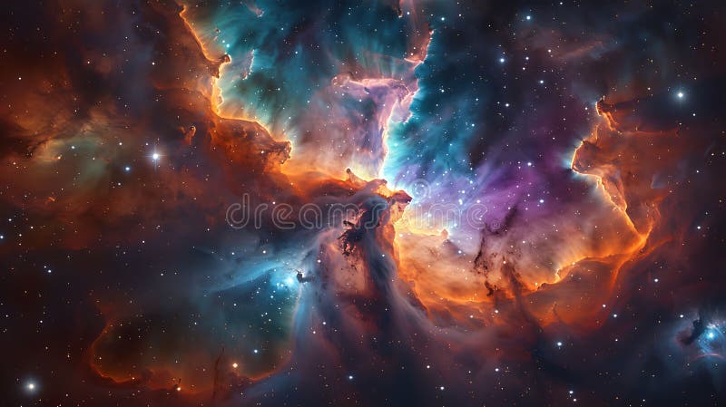 Colorful Nebulae Illuminating the Space Stock Illustration ...