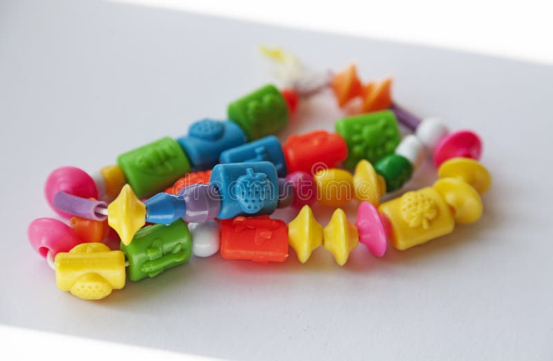 A Colorful Necklace Made by a Child Stock Photo - Image of retro ...