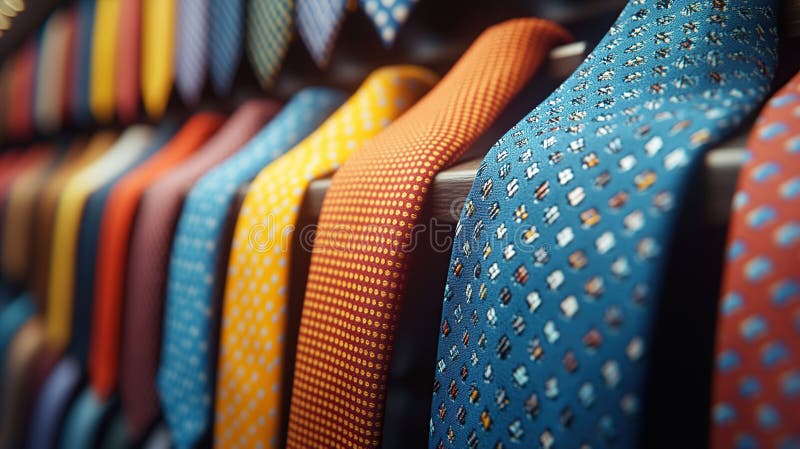 Colorful Neckties Hanging in a Retail Display, Showcasing Various ...