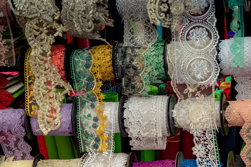 Colorful Needle Work Embroidery Flowers As a Background Stock Photo ...