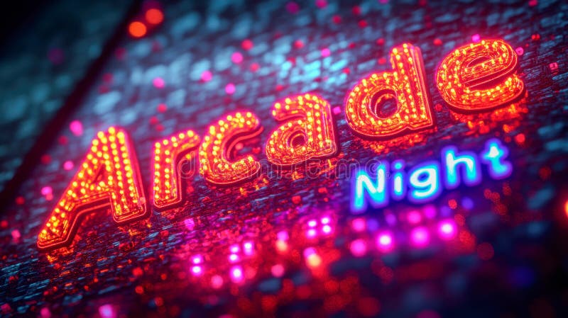 Colorful Neon Arcade Sign in a Vibrant Nighttime Setting Stock ...