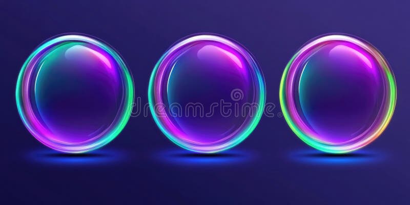 Colorful Neon Bubbles Against Dark Background: Modern Digital Art ...