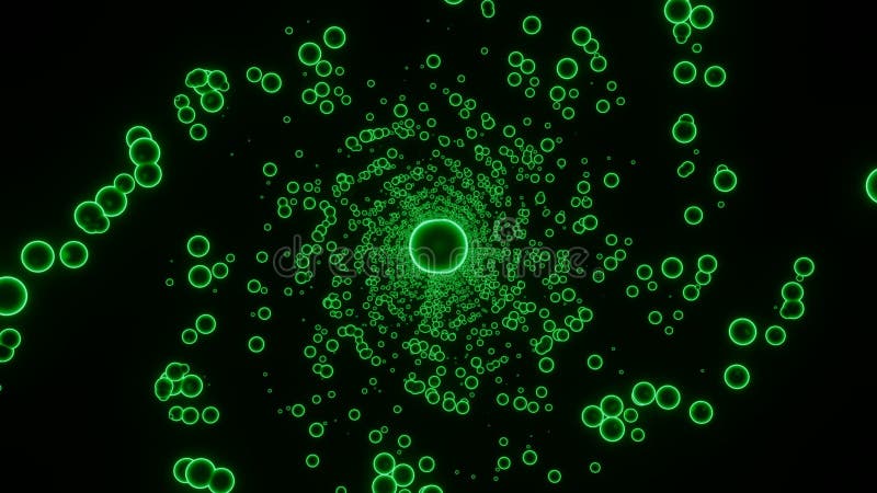 Colorful Neon Bubbles Flying in a Spiral on a Black Background ...