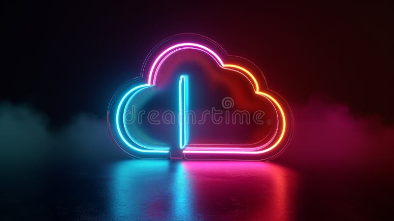 Colorful Neon Cloud Symbol Representing Artificial Intelligence and ...