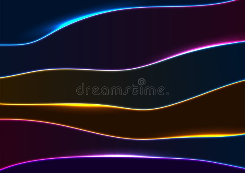 Colorful Neon Curved Wavy Lines Abstract Background Stock Vector ...