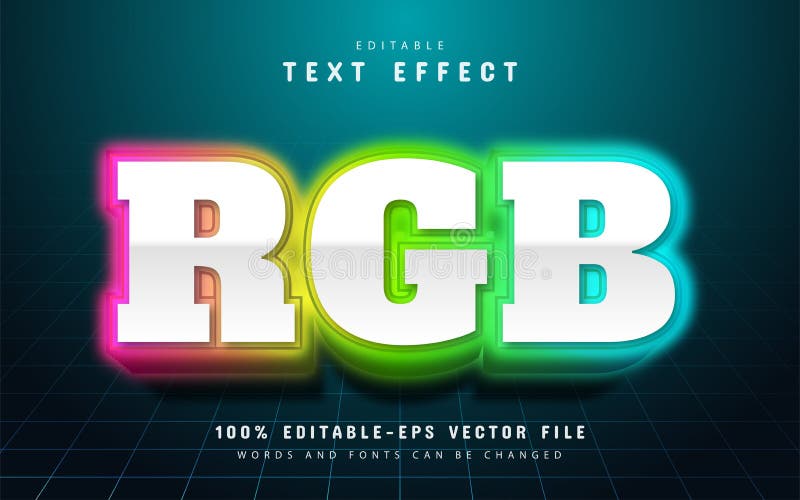 Colorful Neon 3d Text Effect Editable Stock Vector - Illustration of ...