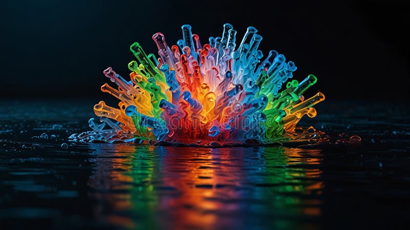 Colorful Neon Explosion on Dark Background for Artistic Projects and ...