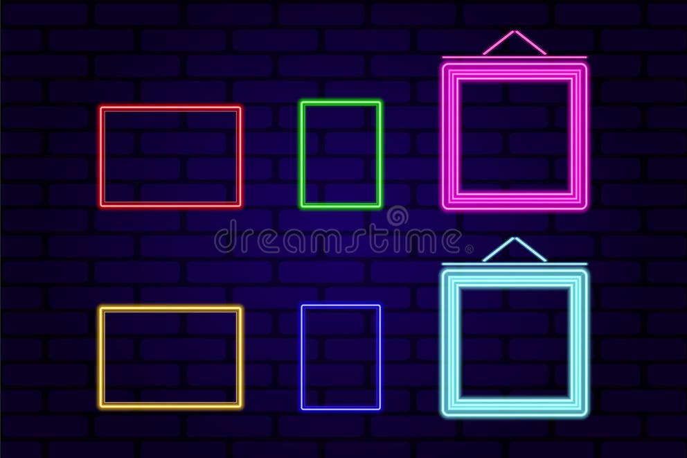 Colorful Neon Frames Set. Vector Illustration Stock Vector ...